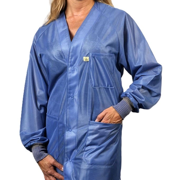 Tech Wear Hallmark Blue Lightweight Hip-Length ESD-Safe Coat